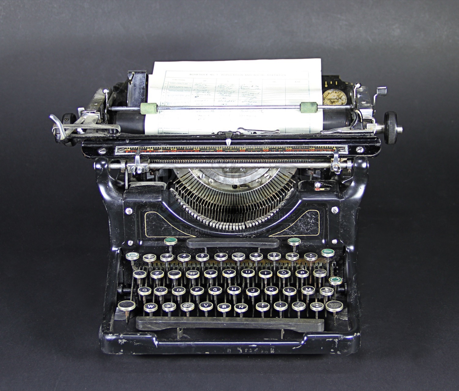 Inquisitor Vintage Underwood Typewriter with Document