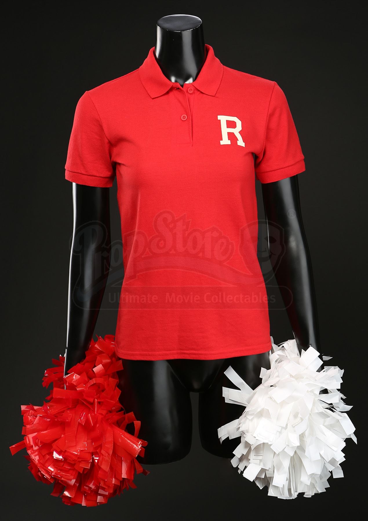 Rydell High Cheerleader Polo Shirt and Pom Poms