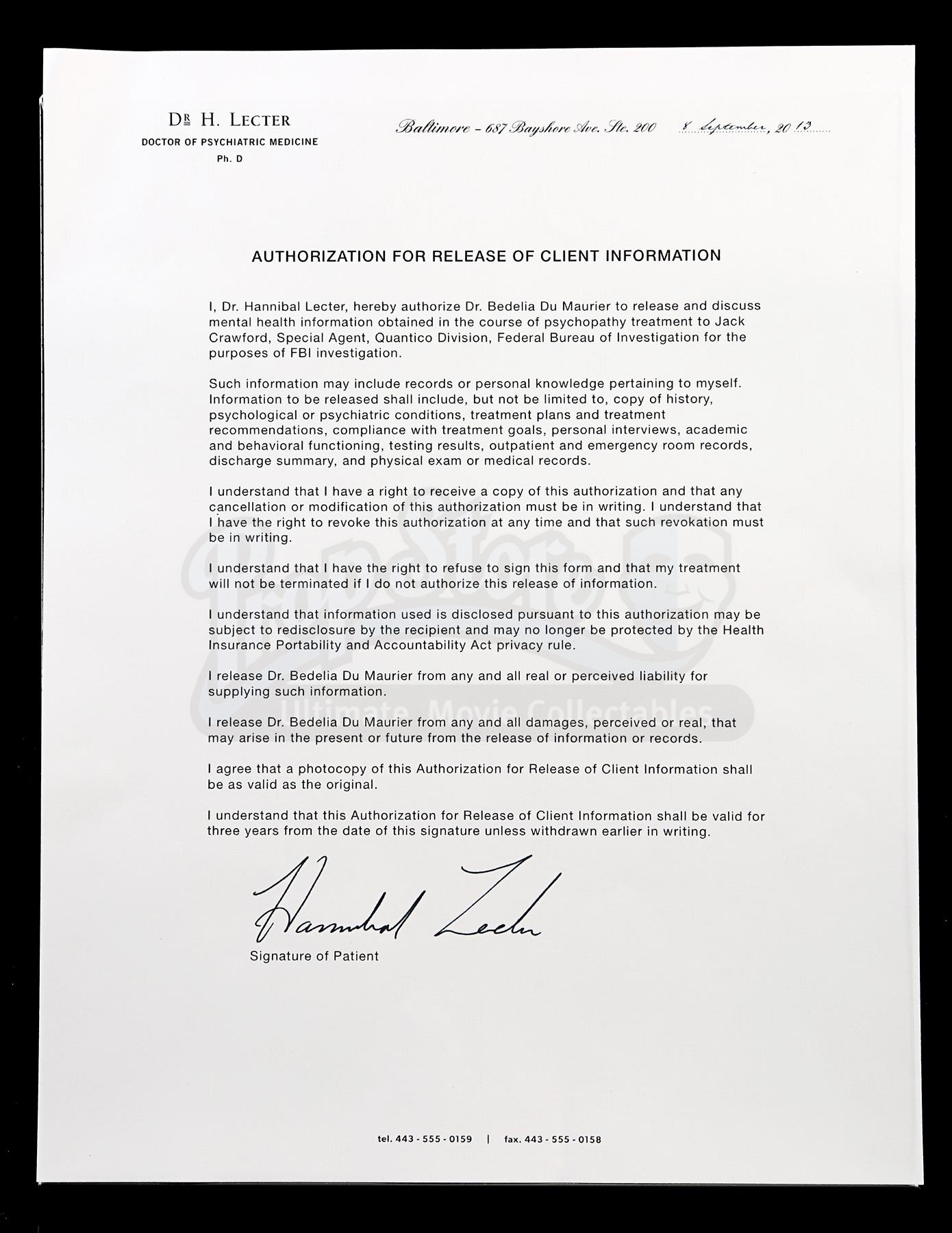 HANNIBAL - Set of Hannibal Lecter's (Mads Mikkelsen) FBI Record Sheet ...