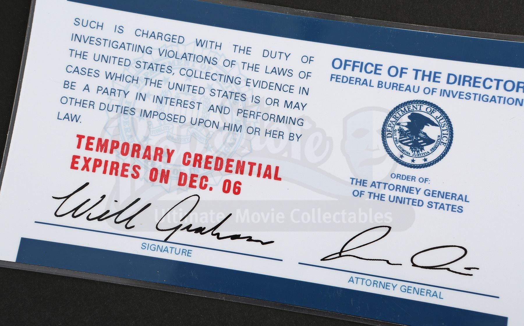 SEASONS 1-3Will Graham's (Hugh Dancy) FBI ID Cards