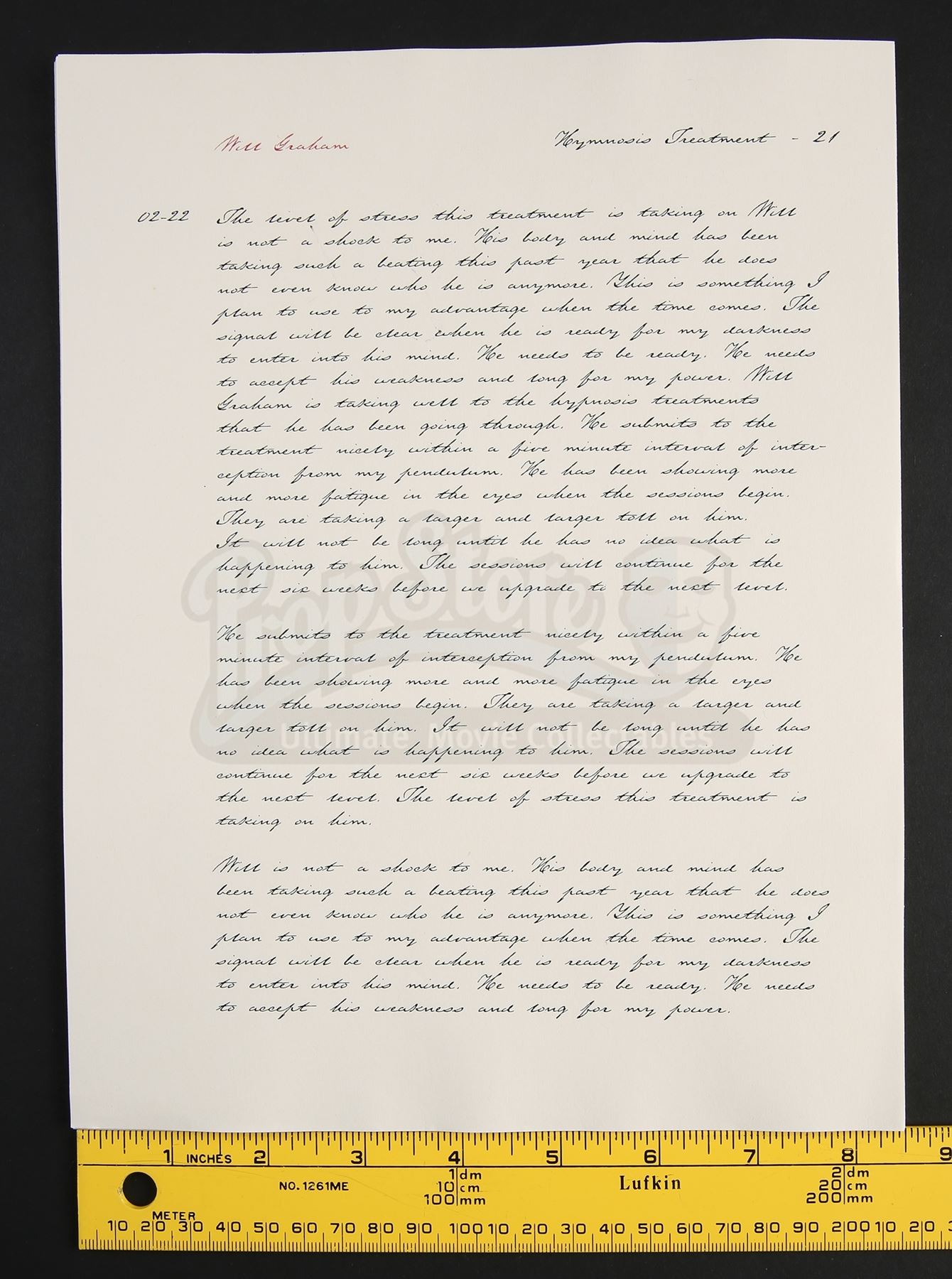 Hannibal Lecter’s (Mads Mikkelsen) notes on Will Graham (Hugh Dancy ...