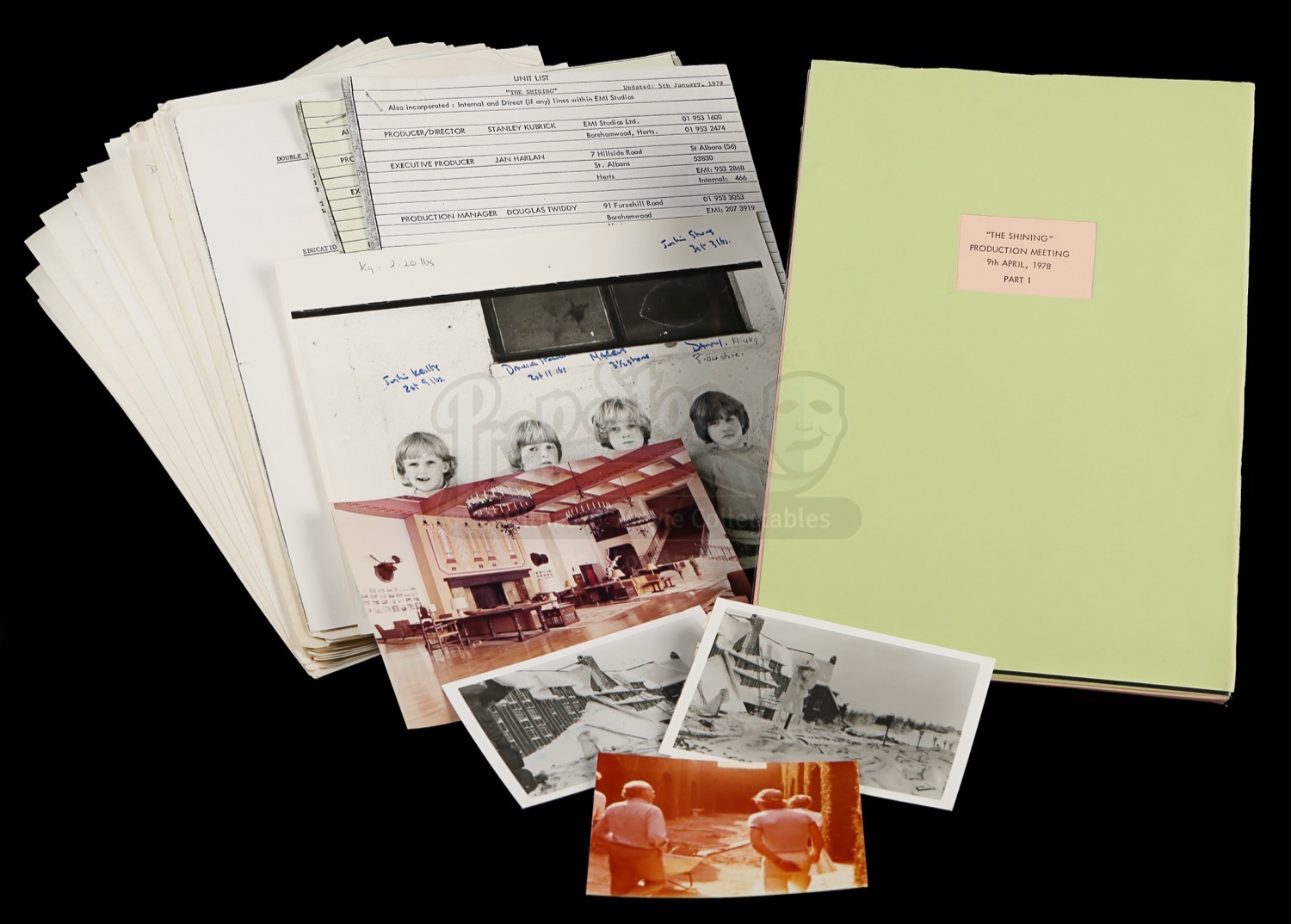 A collection of production paperwork and photographs from Stanley ...