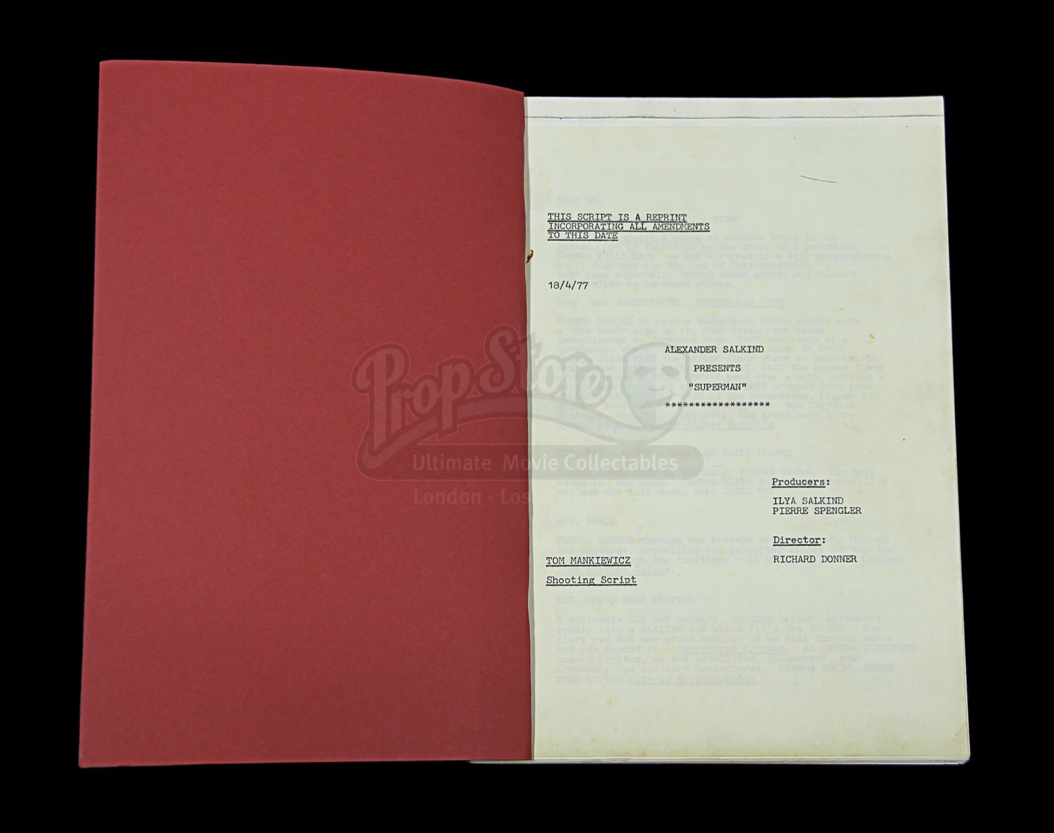 SUPERMAN (1978) & SUPERMAN II (1980) - Shooting Scripts - Current price ...