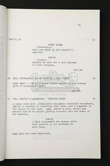 SUPERMAN (1978) - Production-Used Script - Current price: £800
