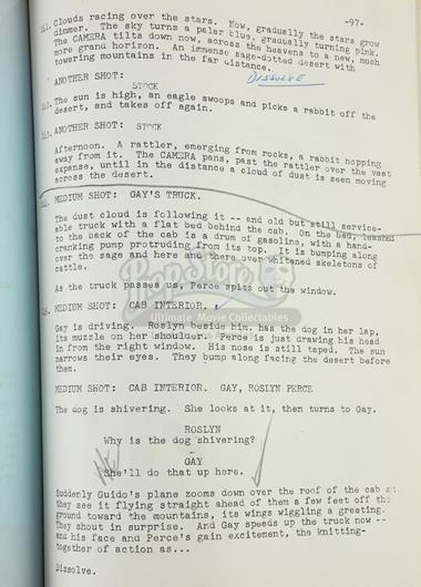 MISFITS, THE (1961) - Revised Shooting Script, Production Paperwork and ...