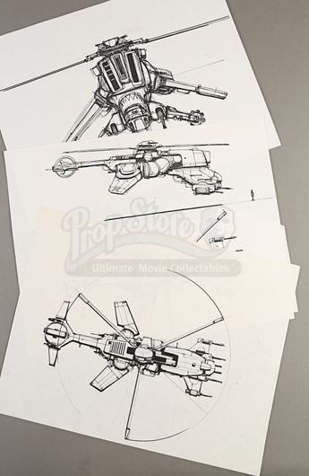 ROBOCOP 2 - Hand-Drawn and Printed Helicopter Concept Art - Current ...
