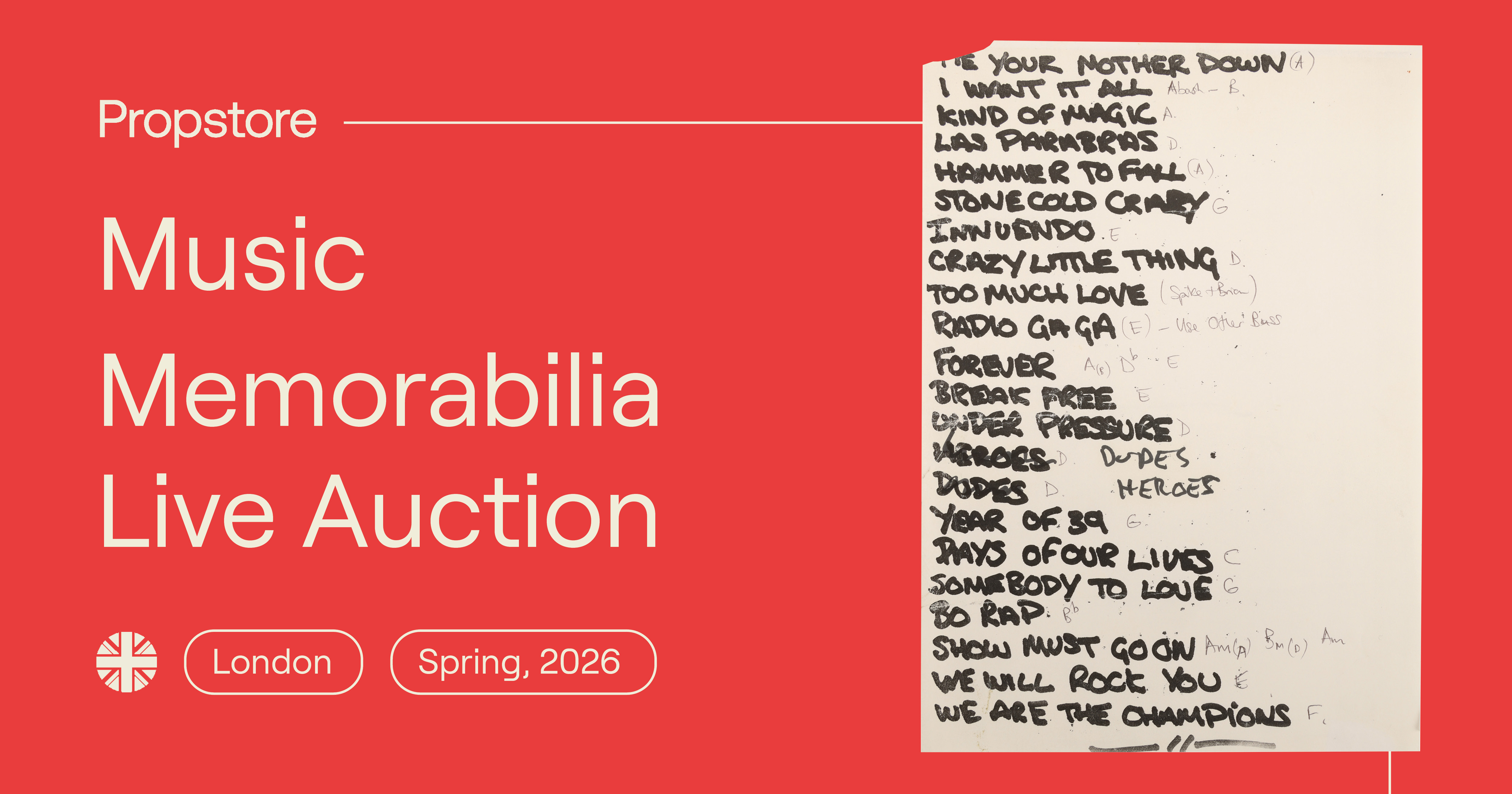 Music Memorabilia Live Auction - London Spring 2026